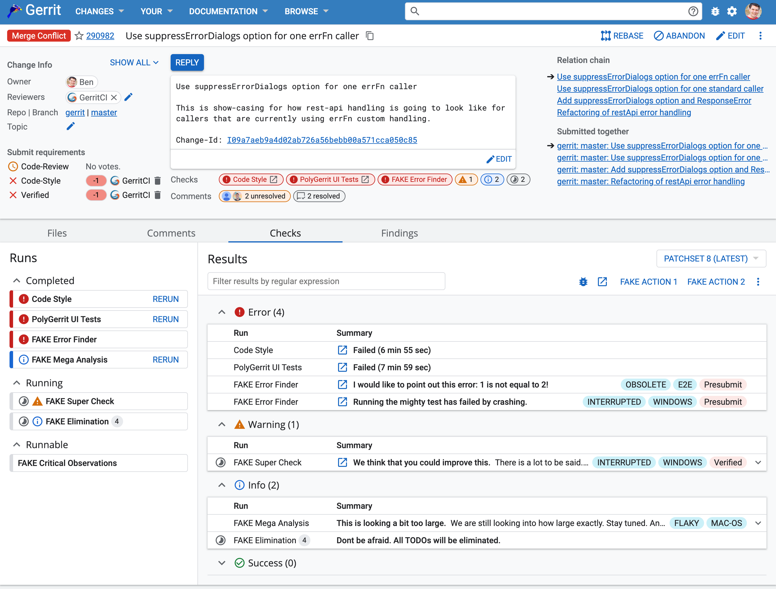 Gerrit Code Review - JavaScript Plugin Checks API